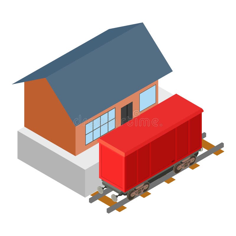 Train Container on Railway Car. Rail Freight. Vector Illustration ...
