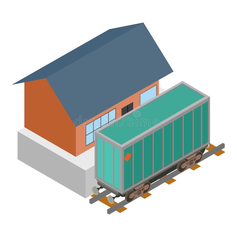 Train Container on Railway Car. Rail Freight. Vector Illustration ...