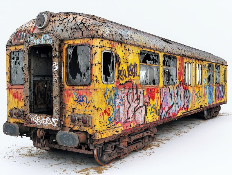Train Covered in Colorful Graffiti Art on Railway Tracks during ...