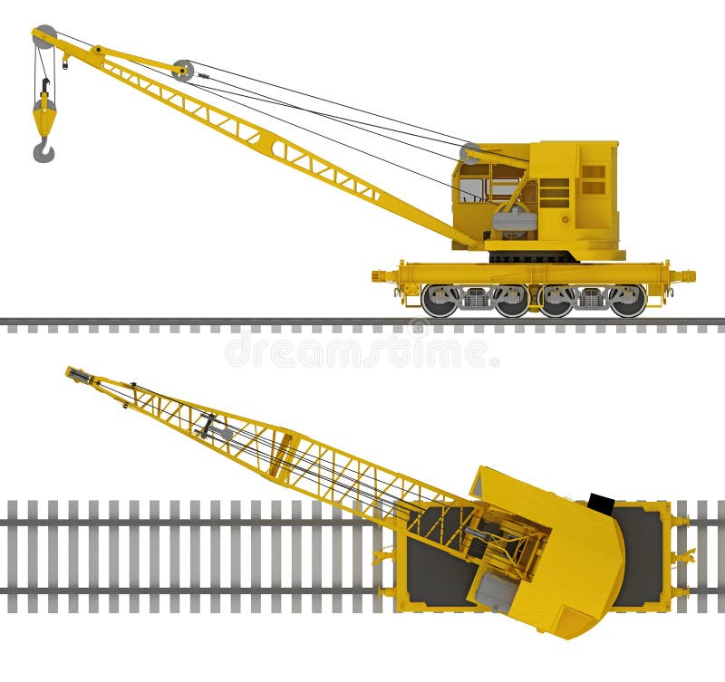 Train Crane Railcar Isolated on White 3d Rendering Stock Illustration ...