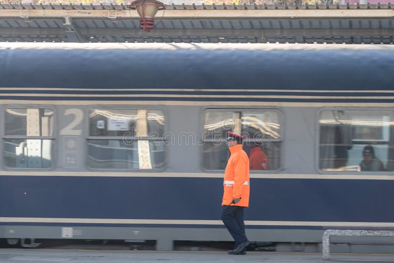 Train Crew Doing Checkings on the Platform at Bucharest North Railway ...