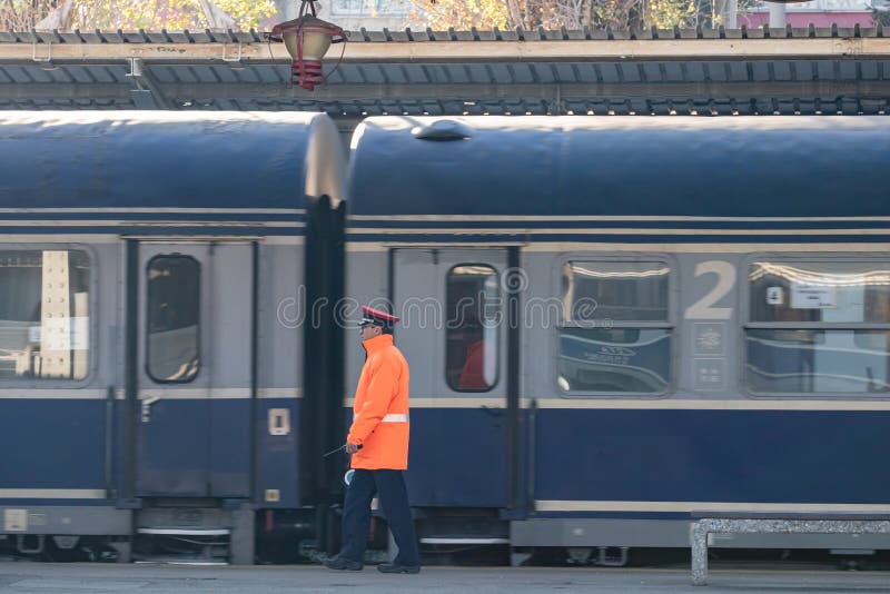Train Crew Doing Checkings on the Platform at Bucharest North Railway ...