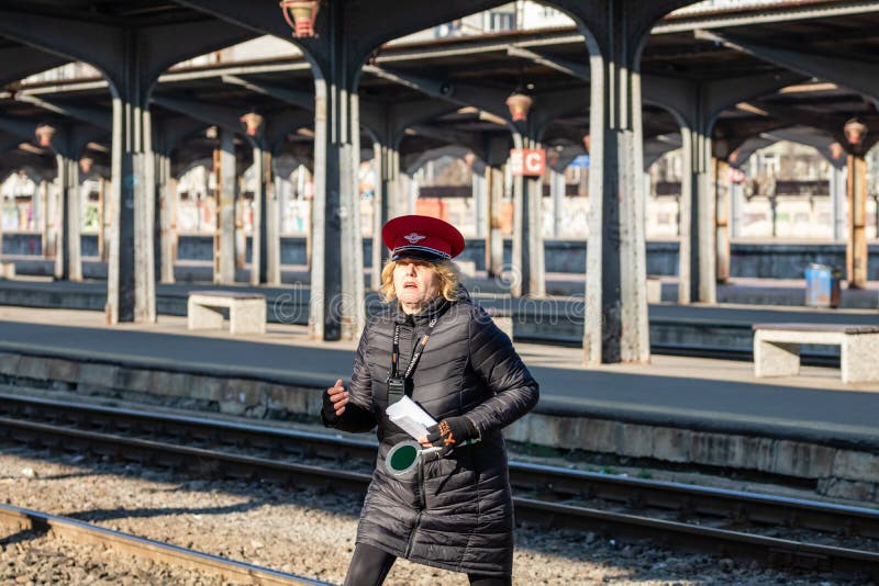 Train Crew Doing Checkings on the Platform at Bucharest North Railway ...