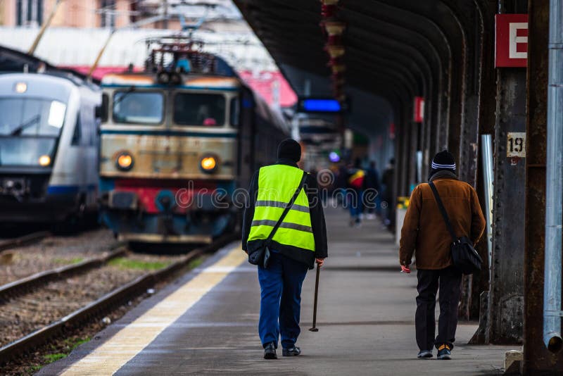 Train Crew Doing Checkings on the Platform at Bucharest North Railway ...