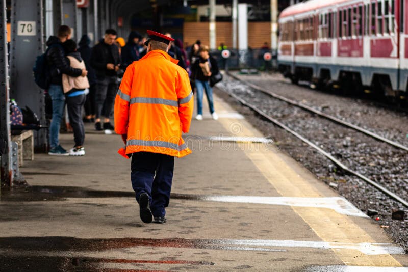 Train Crew Doing Checkings on the Platform at Bucharest North Railway ...
