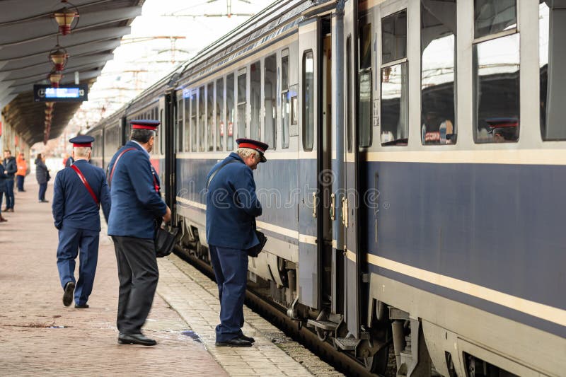 Train Crew Doing Checkings on the Platform at Bucharest North Railway ...