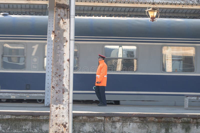 Train Crew Doing Checkings on the Platform at Bucharest North Railway ...