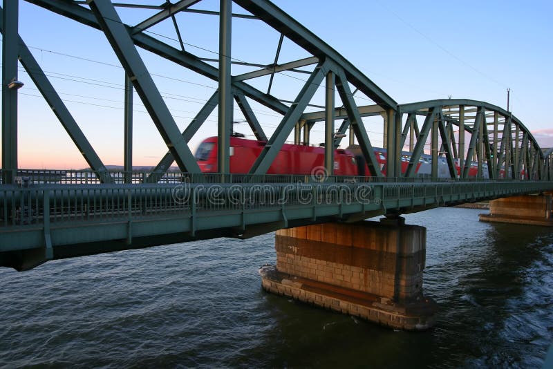 Train Crossing Bridge Over River Stock Image - Image of transport ...