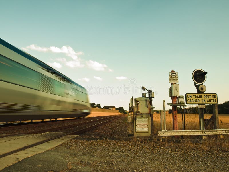 Train Danger Warning on Countryside Stock Image - Image of commerce ...