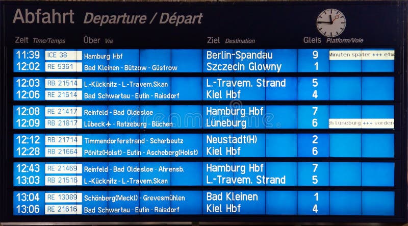 Timetable In Train Station Of Deutsche Bahn Stock Image - Image of ...