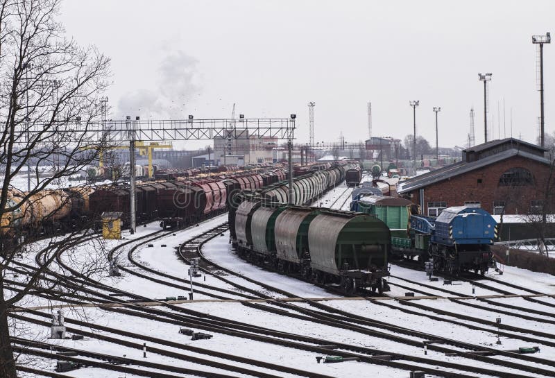 Train depot in Klaipeda stock photo. Image of depot, winter - 29401242