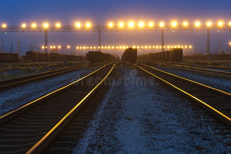 The Train Depot of Railway Track Stock Photo - Image of gathering ...
