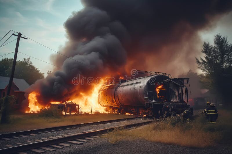 Train Derailed Exploding with Fire and Smoke. Generative AI ...