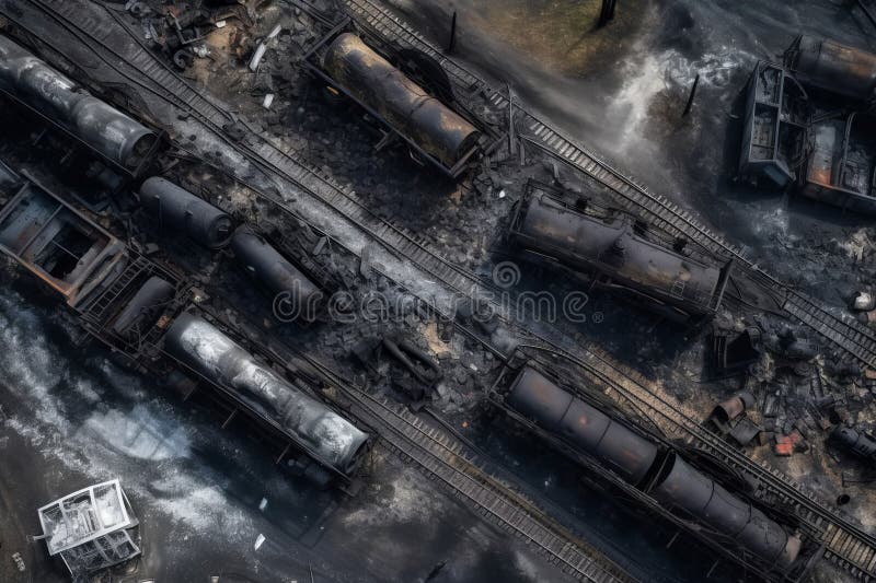Train Derailment Top View. Generate Ai Stock Illustration ...