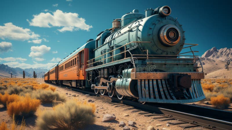 Train in the Desert. Generative AI. Stock Illustration - Illustration ...
