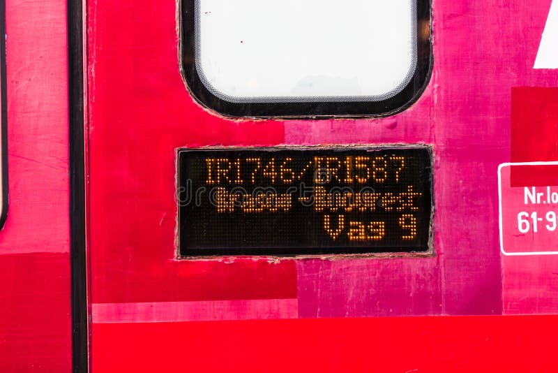 Train Destination Label at North Railstation in Bucharest, Romania ...