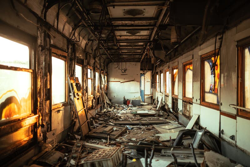 The Train after the Destruction. Disaster. General Frame of Train ...