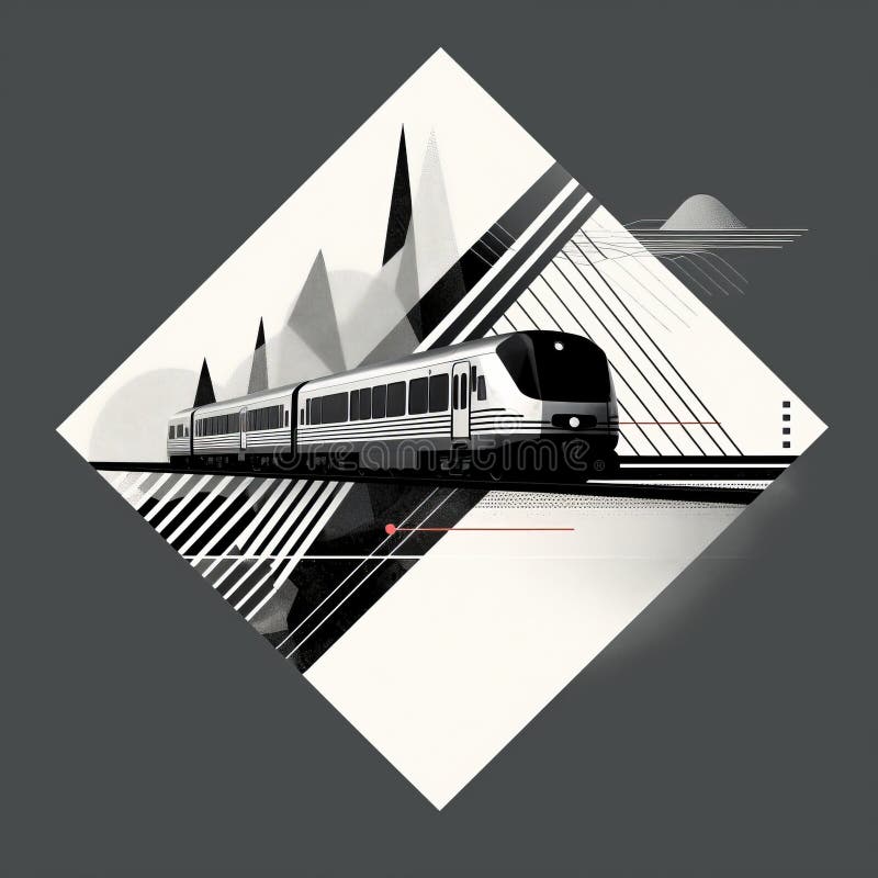 Geometric Landscape Train: Graphic Design Elements in Light Gray and ...