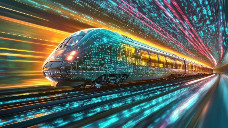 Train on Digital Tracks, Symbolizing Fast-paced Modern Processes ...