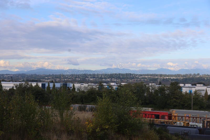 Train Dock, Olympic Mountains and Mount Rainier Editorial Photography ...