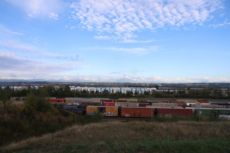 Train Dock, Olympic Mountains and Mount Rainier Editorial Stock Photo ...