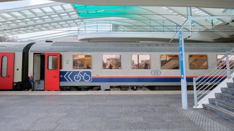 Train with Doors Open at Liege Central Station Editorial Stock Photo ...