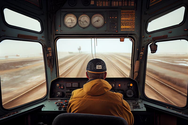 Train Driver in the Cab of a Moving Train Stock Image - Image of hand ...