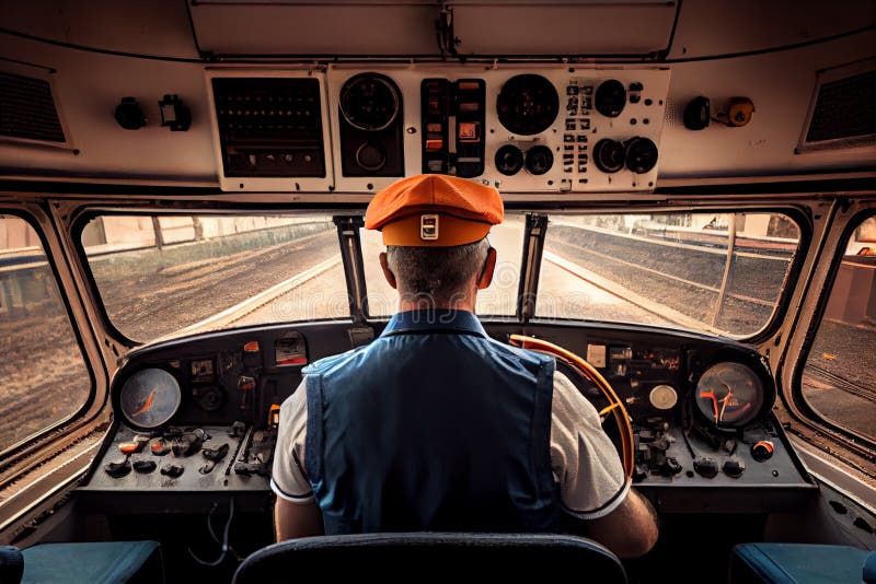 Train Driver in the Cab of a Moving Train Stock Photo - Image of ...