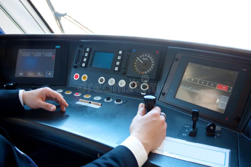 The Control Panel of the Modern Train Stock Photo - Image of rail ...