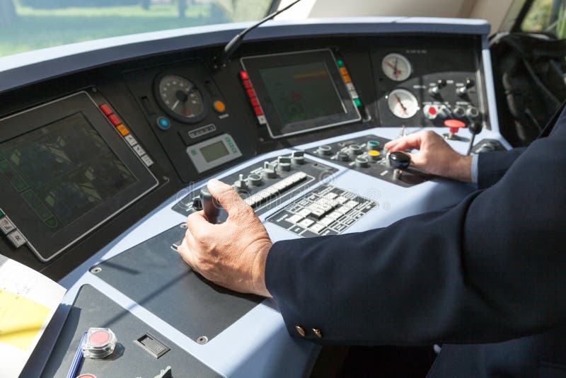 Train Driver. Railroad Engineer. Stock Photo - Image of cockpit, rail ...