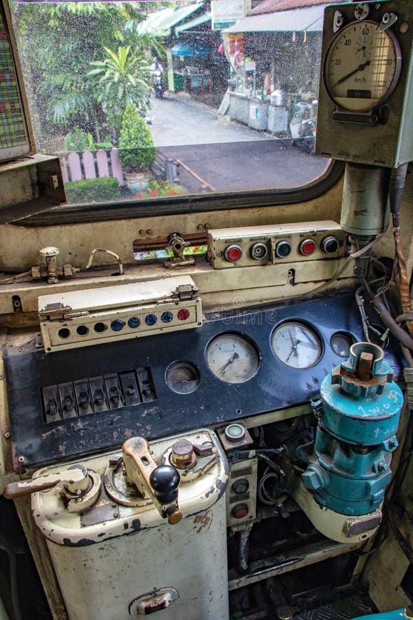 The Train Driver`s Cab in the Old Train Stock Photo - Image of asian ...