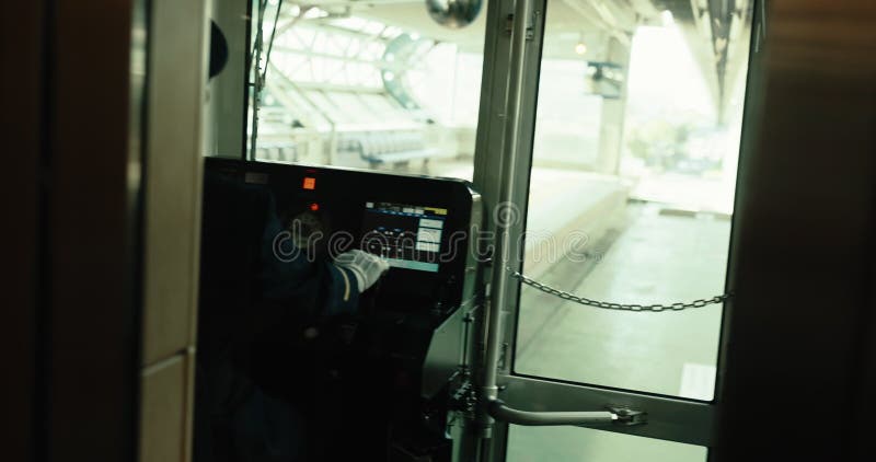 Train, Driver and Subway Cockpit of Transport Service or Control Panel ...