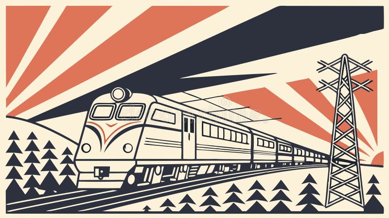 Train Electrical Towers Landscape, Vector Design Generative AI Stock ...