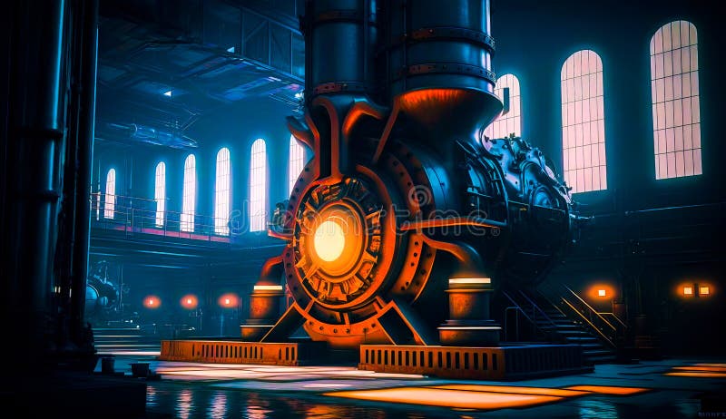 Train Engine Sitting Inside of Train Station Next To Pool of Water ...