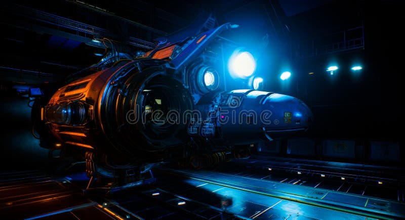 Train Engine in Train Station at Night with Bright Light on it ...