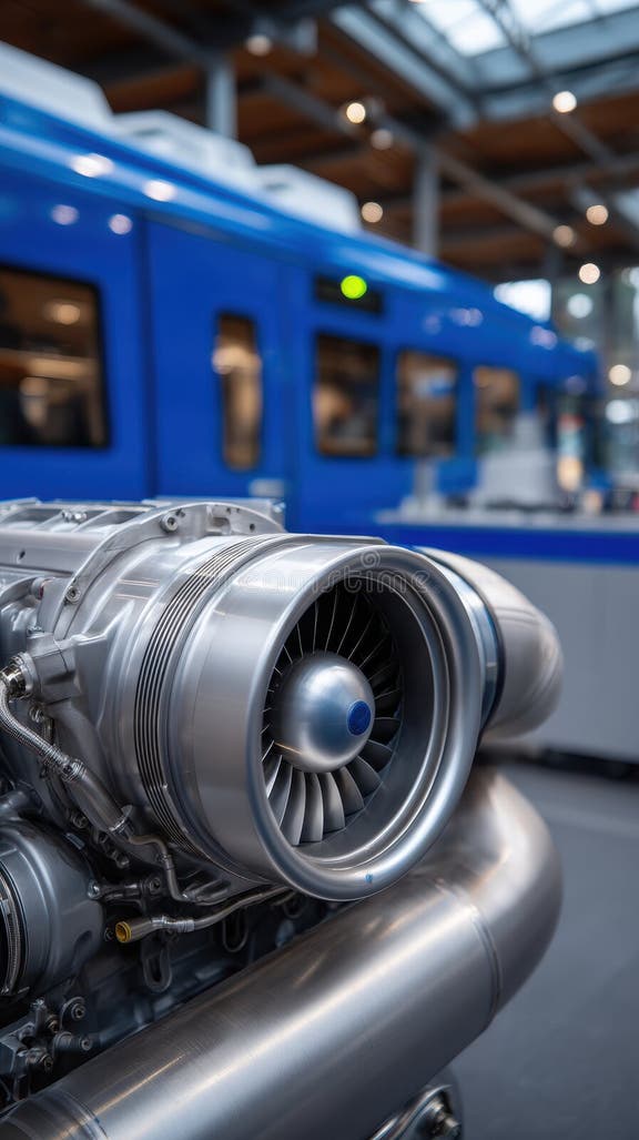 Train Engine Turbine Close-up View, Public Transit Power Generation ...