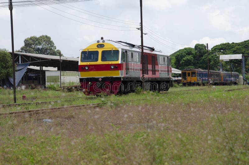 Train Engines Pulling Trains of Thailand Stock Image - Image of track ...