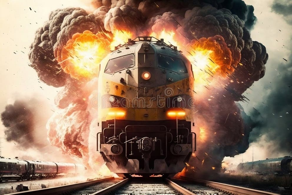 Train Explosion Transporting Hazardous Materials Causes Chaos. AI Stock ...