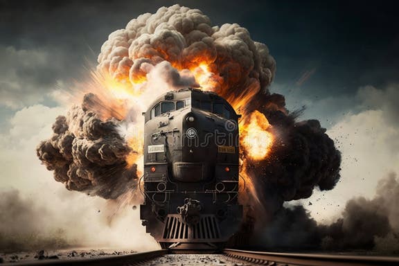 Train Explosion Transporting Hazardous Materials Causes Chaos. AI Stock ...