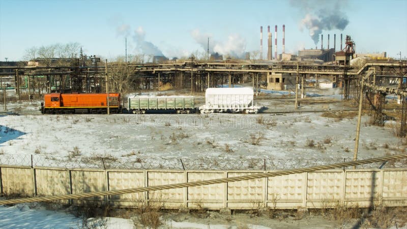 Train. Factories and Ecology. Air Pollution Stock Footage - Video of ...