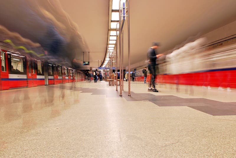 Train Fast Moving at Subway Station Editorial Image - Image of motion ...