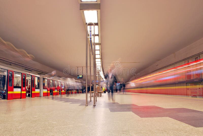 Train Fast Moving at Subway Station Editorial Stock Photo - Image of ...