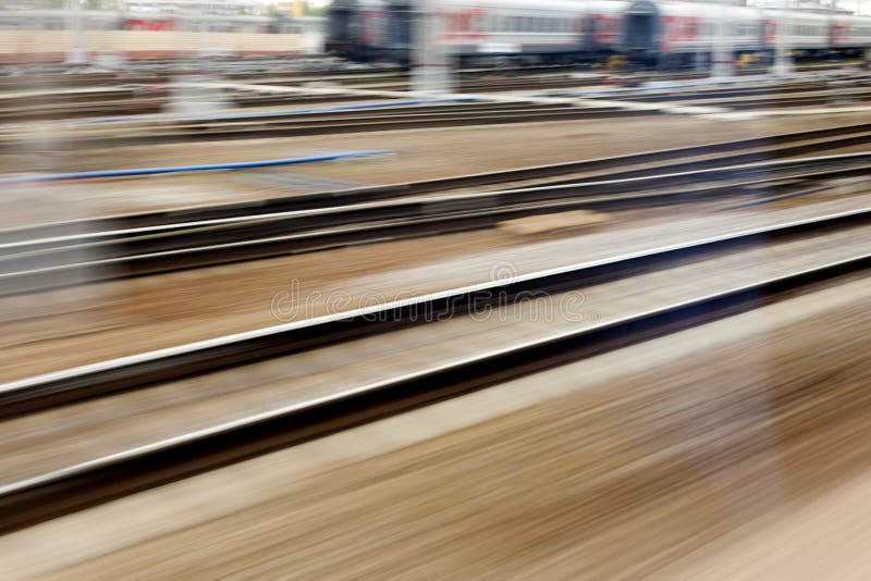 Train Fast Run on Railway Track Stock Photo - Image of landscape ...