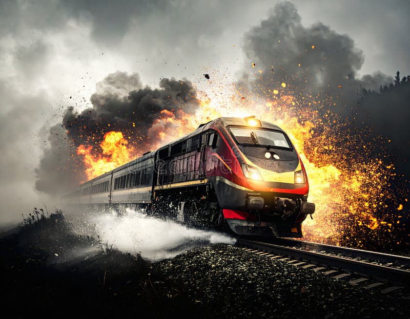 Train on fire stock illustration. Illustration of vivid - 386801220
