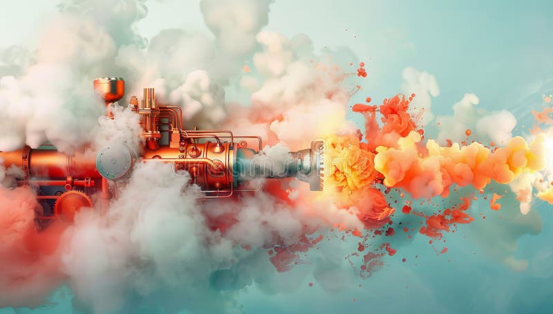 A Train with a Fire Coming Out of it by AI Generated Image Stock Photo ...
