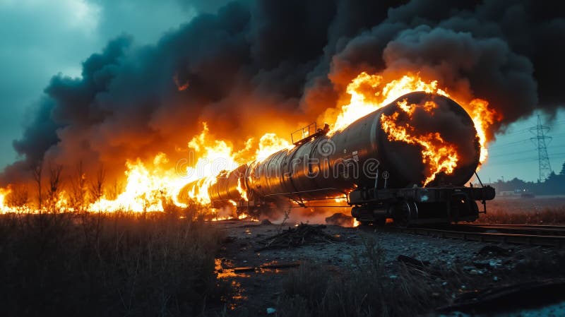 A Train on Fire with Smoke Billowing Out of it Stock Photo - Image of ...
