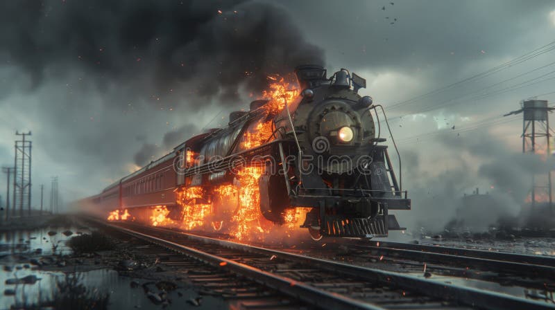 A Train is on Fire and is Traveling Down the Tracks. the Train is ...