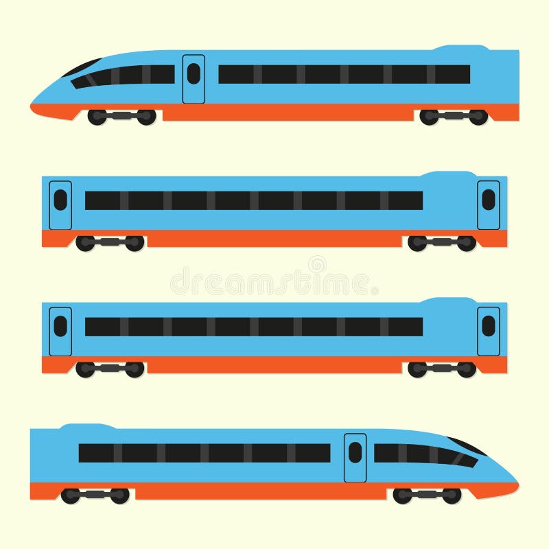 Train in Flat Style. Vector Illustration of Modern High-speed Train ...