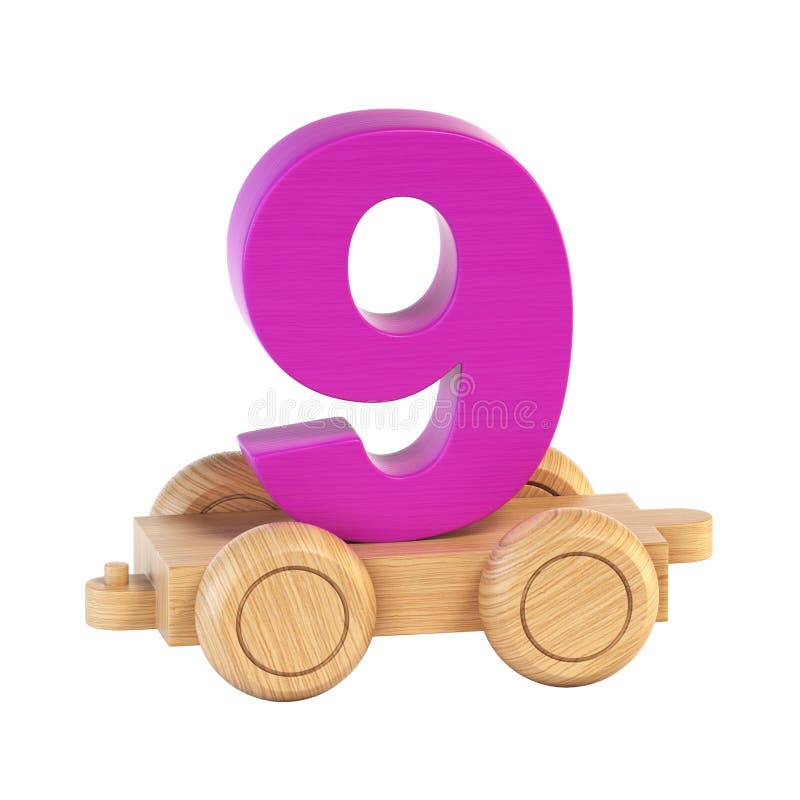 Train Font on Wheels 3d Rendering Number 9 Stock Illustration ...