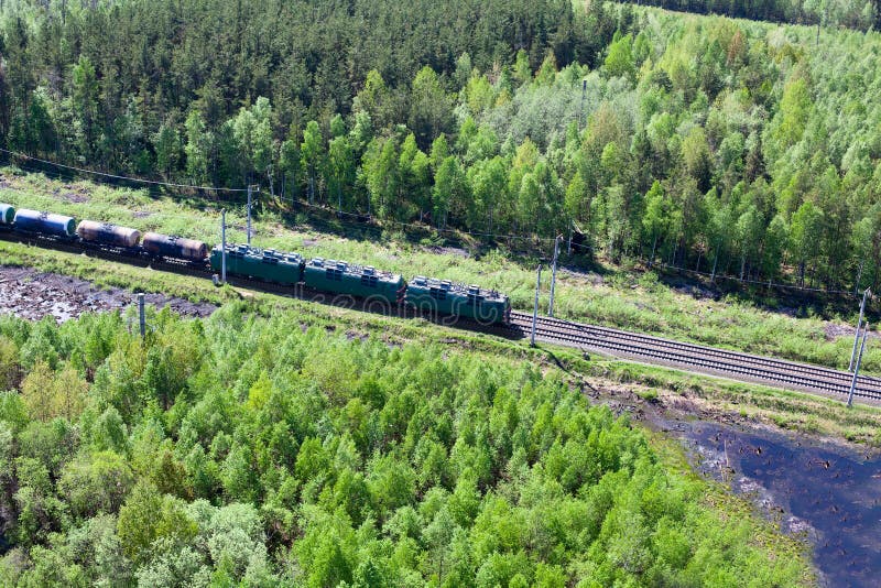 Train in the forest stock photo. Image of freight, destination - 22195152